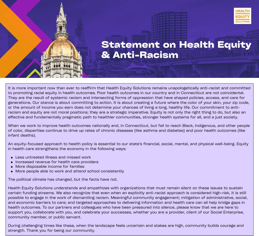 Statement on Health Equity & Anti-Racism – Health Equity Solutions